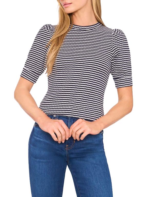 HALOGEN Stripe Puff Sleeve T-Shirt